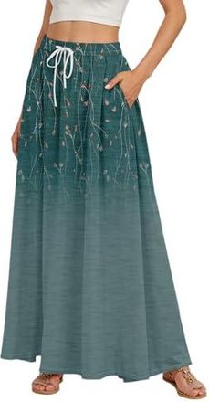 Generic Jupe Longue Femme ete Boheme Jupes Femme Chic et Elegant Taille Haute Elastique Robe