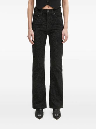 Fiorucci jean évasé à ornements en cristal - Noir