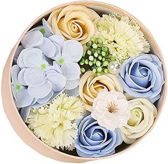 MagiDeal Savon Fleur Savon bo&icirc;te Fleurs parfum&eacute;es pour la f&ecirc;te des Enseignants Mariage Saint Valentin Cadeaux, &eacute;pouse, Petite Amie, Bleu