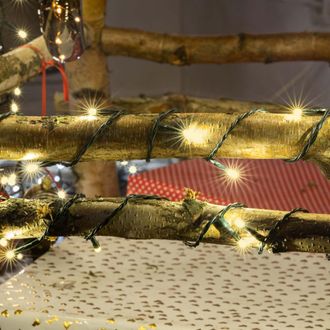 Hellum Lichterkette innen, 20 er LED Lichterkette mit Timer, Dekoration batteriebetrieben, beleuchtete Länge 1,90m, Lichtfarbe warmweiß, Kabel grün <59 Lumen