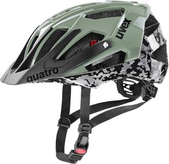 Uvex Quatro - sicherer MTB-Helm für Damen und Herren - individuelle Größenanpassung - waschbare Innenausstattung - pixelcamo - Olive - 56-60 cm
