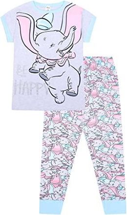 Disney Dumbo Be Happy Pyjama long en coton pour femme, bleu, 46-48