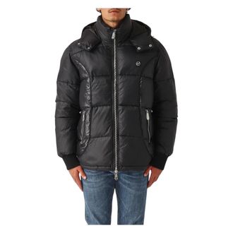 Philipp Plein Homme, Vestes, Noir, Taille: XL Mix Nylon Short Puffer Jacket