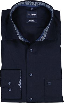 Olymp Herren Hemden blau Baumwoll-Stretch