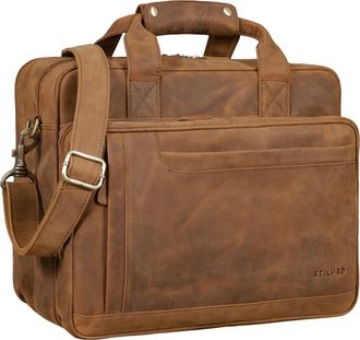 STILORD Excelsior XXL Aktentasche Herren Leder Gro&szlig;e Laptoptasche 17+ Zoll Arbeitstasche B&uuml;ro Tasche Lehrertasche Umh&auml;ngetasche Echtleder Ger&auml;umige Businessta