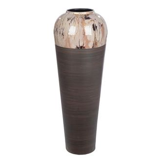 Gilde Bodenvase Tinnum aus Eisen - rund - gl&auml;nzend-matt - braun - H&ouml;he 70cm x &Oslash; 25cm - Filzboden und wasserdicht