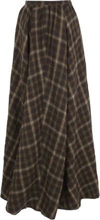 Cortana Femme, Jupes, Brun, Taille: 40 FR Salon, longue jupe &agrave; carreaux jacquard marron