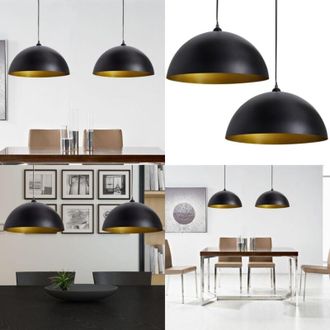 vidaXL Vidaxl - Deckenleuchte 2 Stk. H&ouml;henverstellbar Halbkugelf&ouml;rmig Schwarz - Pendelleuchte - Deckenleuchte - Wohnzimmerlampe - Esszimmerlampe - Modernes