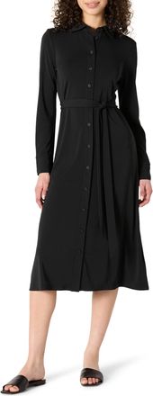 Amazon Essentials Damenkleid aus mattem Jersey, Normale Passform, mittellang, Schwarz, Größe L