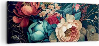 Arttor Wandbilder Dekoration Wohnzimmer Blumen Shabby-Chic Klassisch Panorama Bilder auf Leinwand 120x50cm Leinwandbild Schlafzimmer Wand Kunstdruck Art Gro&szlig;