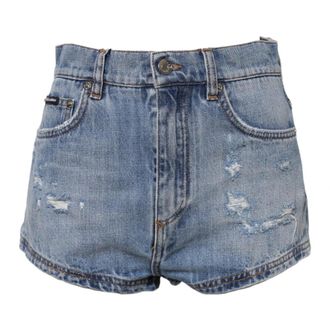 Dolce & Gabbana Femme, Shorts, Bleu, Taille: 38 FR High Waist Denim Shorts
