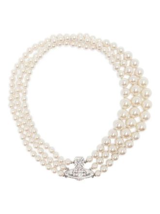 Vivienne Westwood Halskette - Triple Strand Silver-Tone Faux Pearl Necklace - Gr. unisize - in Mehrfarbig - f&uuml;r Damen