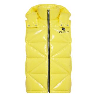 Philipp Plein Homme, Vestes, Jaune, Taille: 2XL Veste sans manches matelass&eacute;e en duvet