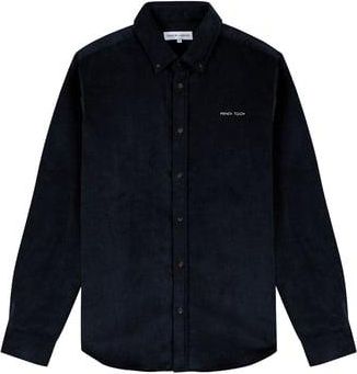 Maison Labiche Chemise droite col classique en coton m&eacute;lang&eacute;
