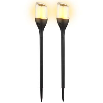 Globo Lighting Solarfackel Au&szlig;enleuchte Gartendeko LED Solarlampe mit Feuereffekt Erdspie&szlig; Terrassenlampe, warmwei&szlig;, DxH 7,5 x 64,5 cm, 2er Set