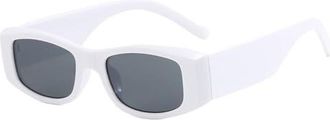 Generic Lunettes de soleil carrées UV400 for homme et femme, monture petite, for lextérieur, for les fêtes, les photos, le shopping, les vacances(White)