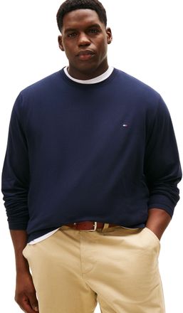 Tommy Hilfiger Herren Langarmshirt Stretch Slim Fit mit Rundhalsausschnitt, Blau (Desert Sky), 5XL