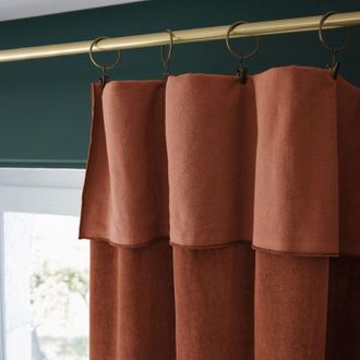 Altobuy Altobuy - harris - Rideau Ajustable 140x270cm Velours de Coton Terracotta + 8 Anneaux Pince