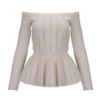 Elisabetta Franchi Gerippter Rundhals-Pullover mit Minirock - - Blouses & Shirts - Damen - Beige - L