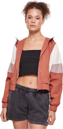 Urban Classics Damen Jacke Ladies Short 3-Tone Crinkle Jacket terracotta/whitesand/duskrose 5XL