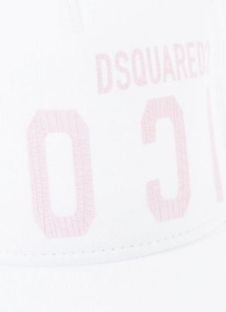 Dsquared2 BCM066708C035671062 Icon Cracked Logo Baseball Cap - White
