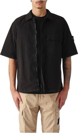 Stone Island Homme, Chemises, Noir, Taille: XL Overshirt M/C