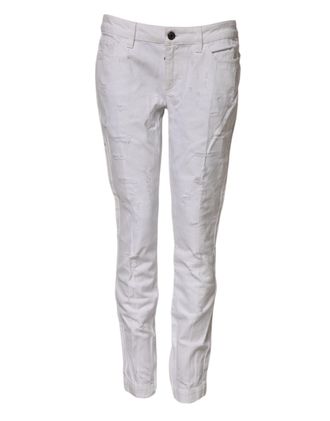 Dolce & Gabbana White Cotton Mid Waisted Women Denim Jeans Clothing