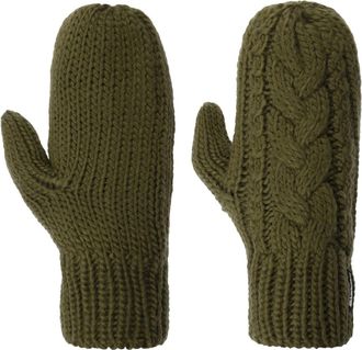 Eisb&auml;r Tonella F&auml;ustlinge Strickhandschuhe Fausthandschuhe Damen - Made in Austria mit Futter, Futter Winter Herbst-Winter - One Size oliv