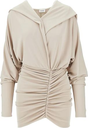 Andamane Grace hooded ruched mini dress - Nude