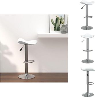 vidaXL Barhocker Weiß Verchromter Stahl und Kunstleder - Barhocker - Sitzhocker - Küchenhocker - Drehbares Stuhl - Höhenverstellbarer Stuhl