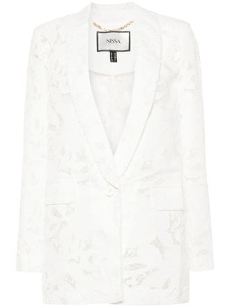 Nissa blazer à fleurs brodées - Blanc
