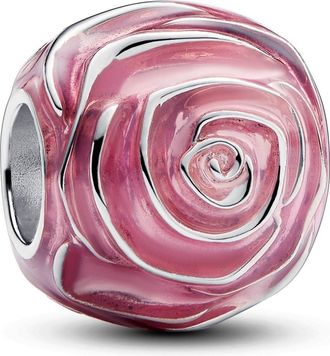 Pandora Moments Rosafarbene Blühende Rose Charm aus Sterling Silber, Kompatibel Moments Armbändern, 793212C01