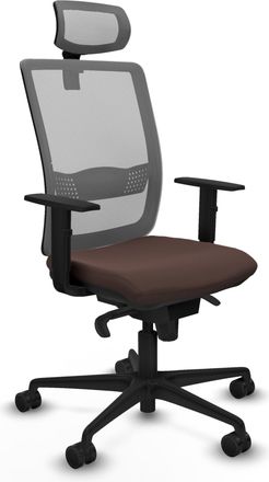 Piqueras y Crespo Haches B&uuml;rostuhl mit 1D-Armlehnen und Kopfteil, h&ouml;henverstellbar und neigbar. Ausgestattet mit 5 Positionen und injiziertem Schaum. Grau/Dunkelbraun