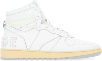 Rhude Homme, Chaussures, Blanc, Taille: 41 EU Rhecess High Leather Baskets