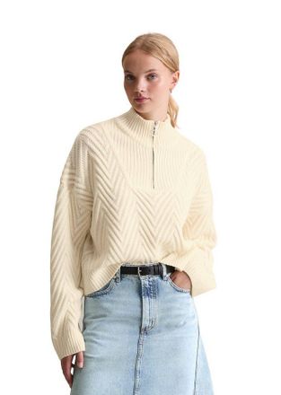 Marc O'Polo Denim Troyer relaxed fit aus weichem Schurwolle-Mix, 3D-Zickzack-Design