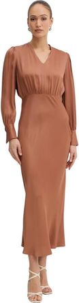 Twinset Langes Satin-Kleid - - Dresses - Damen - Braun - M