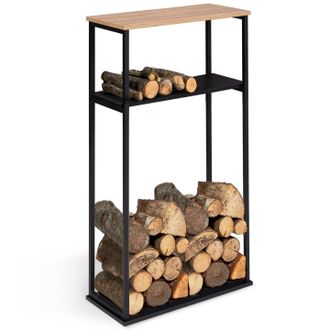 IDMarket Vertikale breite Holzablage mit Regalen 33 x 66 x 112 cm f&uuml;r Kaminholz