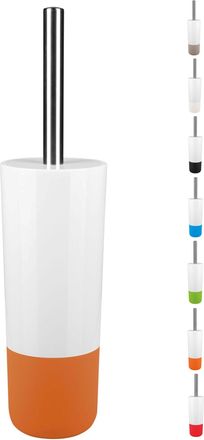 Spirella WC Bürste Klobürste Toilettenbürste hochwertig Moji mit hygienischem Behälter Weiß/Orange