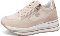 Queen Helena Baskets en Cuir compensé Baskets avec Zip Latérale Femmes QH9013, beige, 36 EU