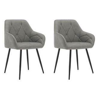 Woltu Lot de 2 Chaises de Salle à Manger, Chaises de Cuisine Rembourrées avec Dossier, Accoudoirs, Pieds en Métal, pour Salon, Bureau, Coiffeuse, en Simili 