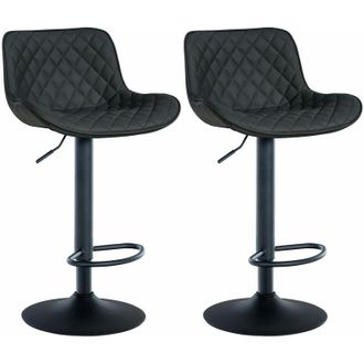 Clp Lot de 2 Tabourets de bar Minosa r&eacute;glables et pivotants Noir Similicuir