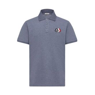 Moncler Polo-Shirt mit dreifachem Logo - - Tops - Herren - Blau - S