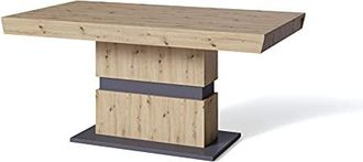 Byliving Esszimmertisch Matthew/Küchen-Tisch 160 cm mit Auszugsfunktion auf 215 cm/Auszugstisch Artisan Eichen-Optik Hellbraun/Esstisch ausziehbar mit Einlegep