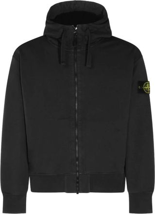 Stone Island Homme, Sweatshirts et sweats &agrave; capuche, Noir, Taille: XL Sweat &agrave; capuche zipp&eacute; teint en pi&egrave;ce