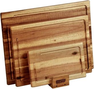 KESPER | 3er Set Schneidebrett inklusive St&auml;nder, Material: Akazie, Ma&szlig;e: 40 x 30 x 1,5cm, Farbe: Braun | 28130