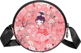 Generic Sac &agrave; bandouli&egrave;re Circle pour femme, petit sac &agrave; bandouli&egrave;re Cherry Girl avec fermeture &eacute;clair, bretelles r&eacute;glables, sac &agrave; main rond d&eacute;contract&eacute; pour 