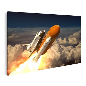 Islandburner Bild auf Leinwand Space Shuttle In Den Wolken Wandbild Poster Kunstdruck Bilder
