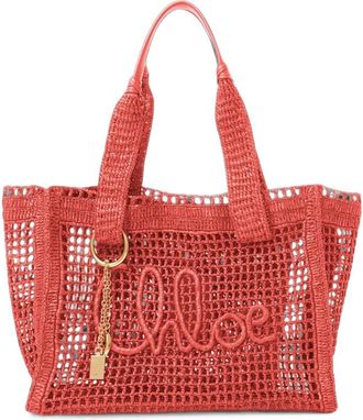 Chlo&eacute; Woven Embroidered-logo Tote Bag