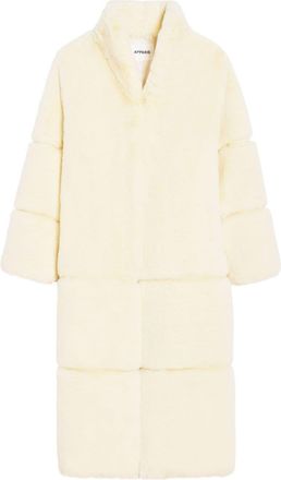 Apparis Sylke Mantel aus Faux Fur mit V-Ausschnitt - Weiß