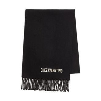 Valentino Garavani Homme, Accessoires, Noir, Taille: ONE Size &Eacute;charpe en laine avec broderie VLogo